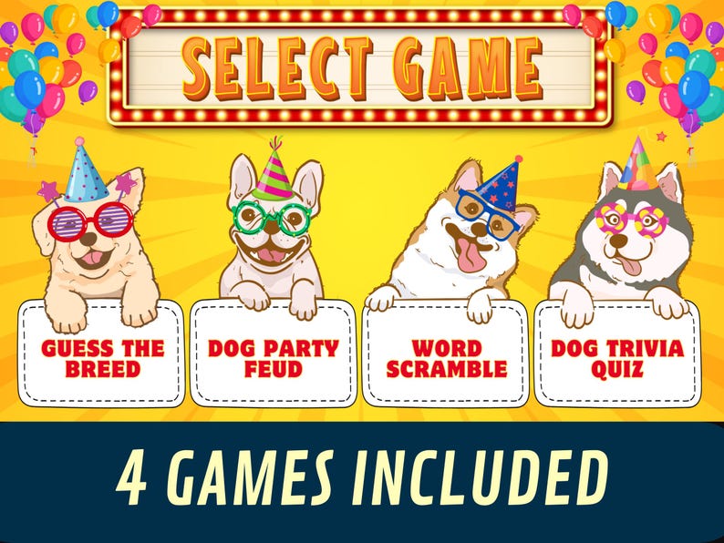 DOG PARTY GAME Powerpoint Game Show Pet Birthday Quiz Game Night Family ...