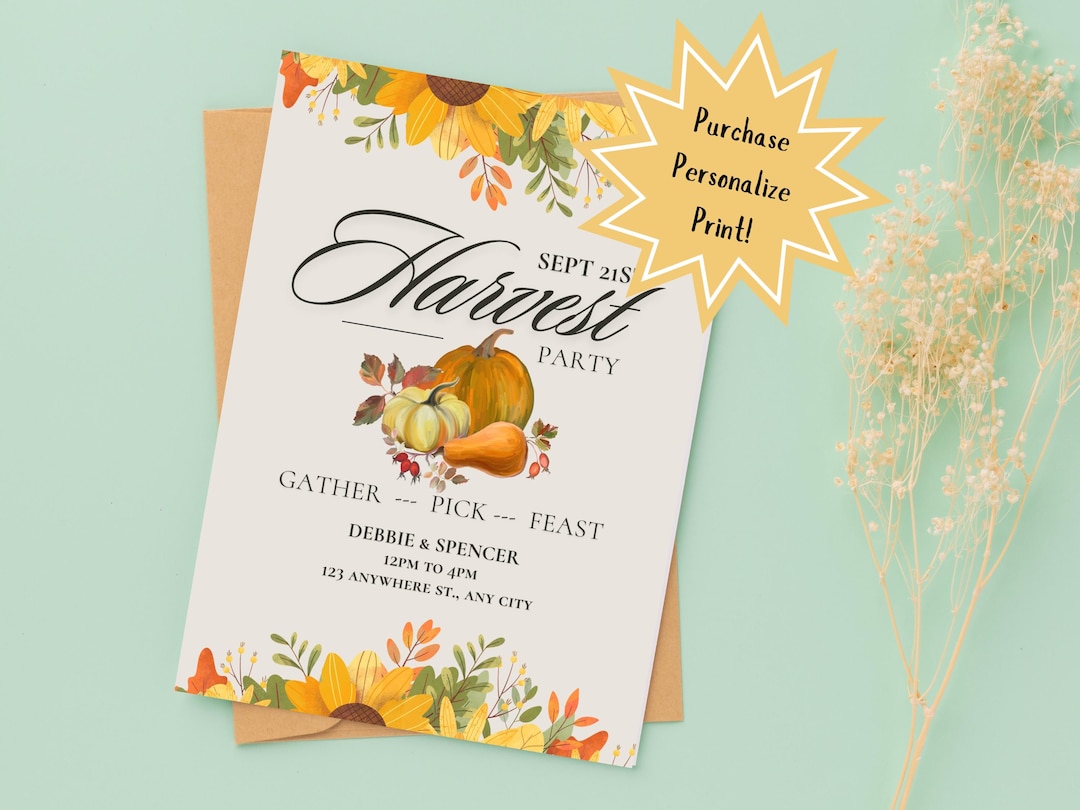 Editable Harvest Party Invitation Template, Garden Party Invite ...