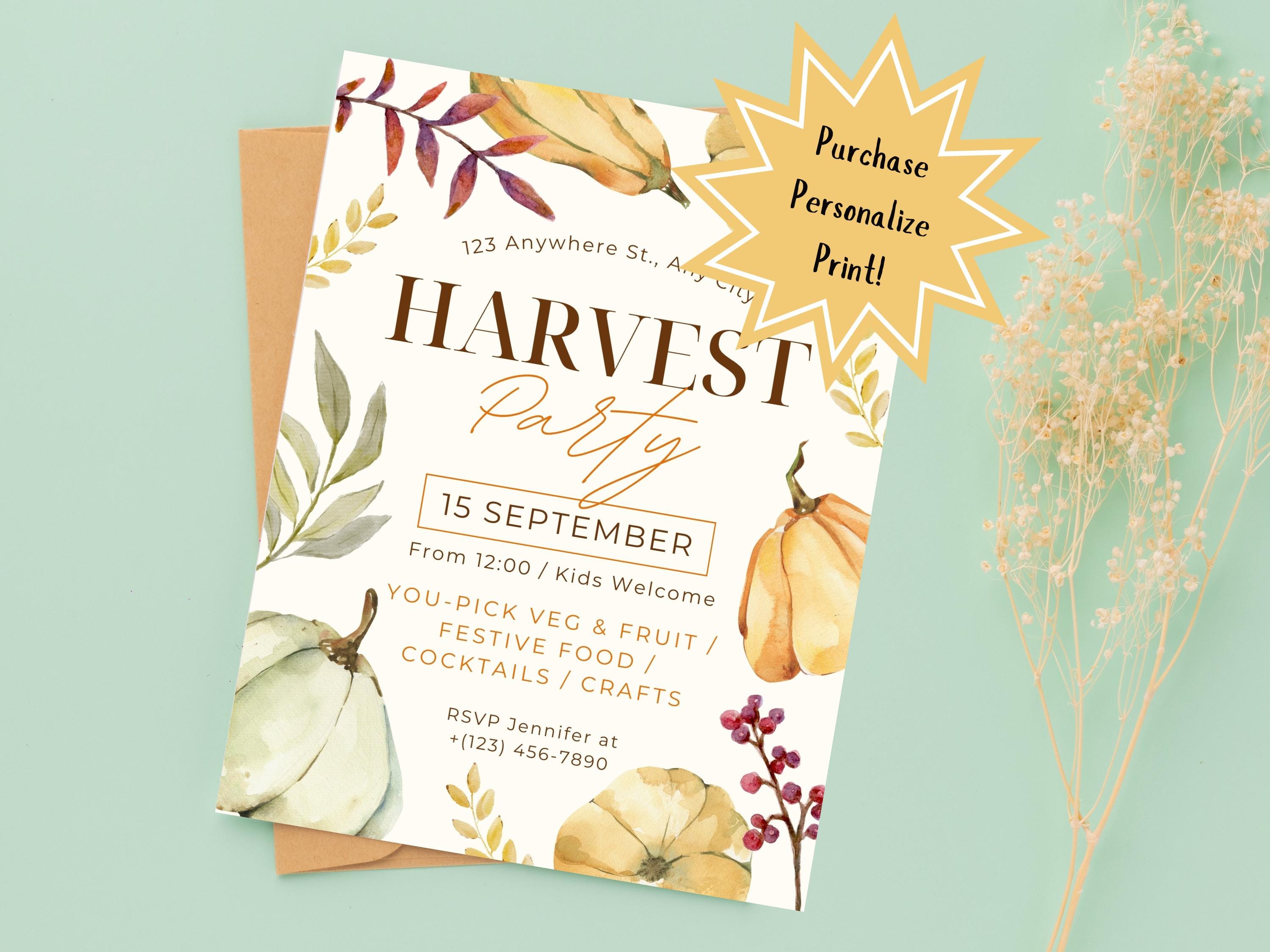 Editable Harvest Party Invitation Template: Autumn Garden (digital ...