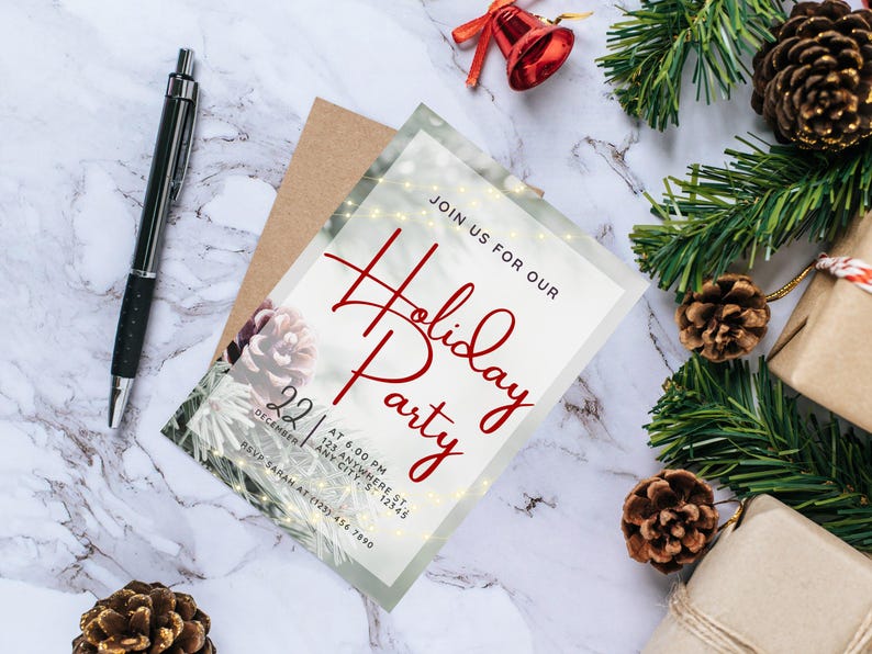 Editable Holiday Party Invitation Template: Printable Christmas Invite ...