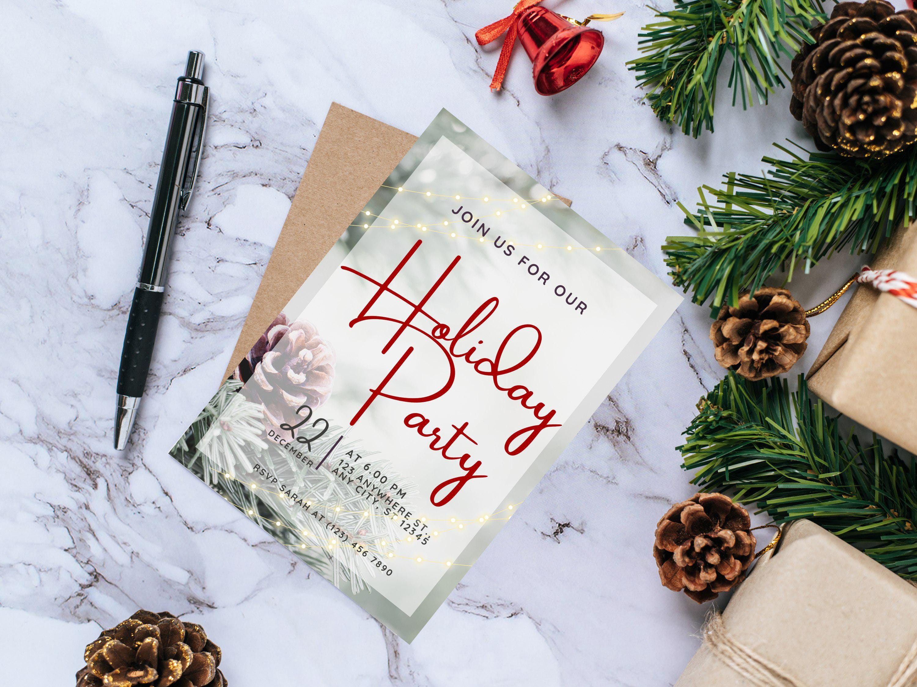 Editable Holiday Party Invitation Template, Christmas Party Invite ...