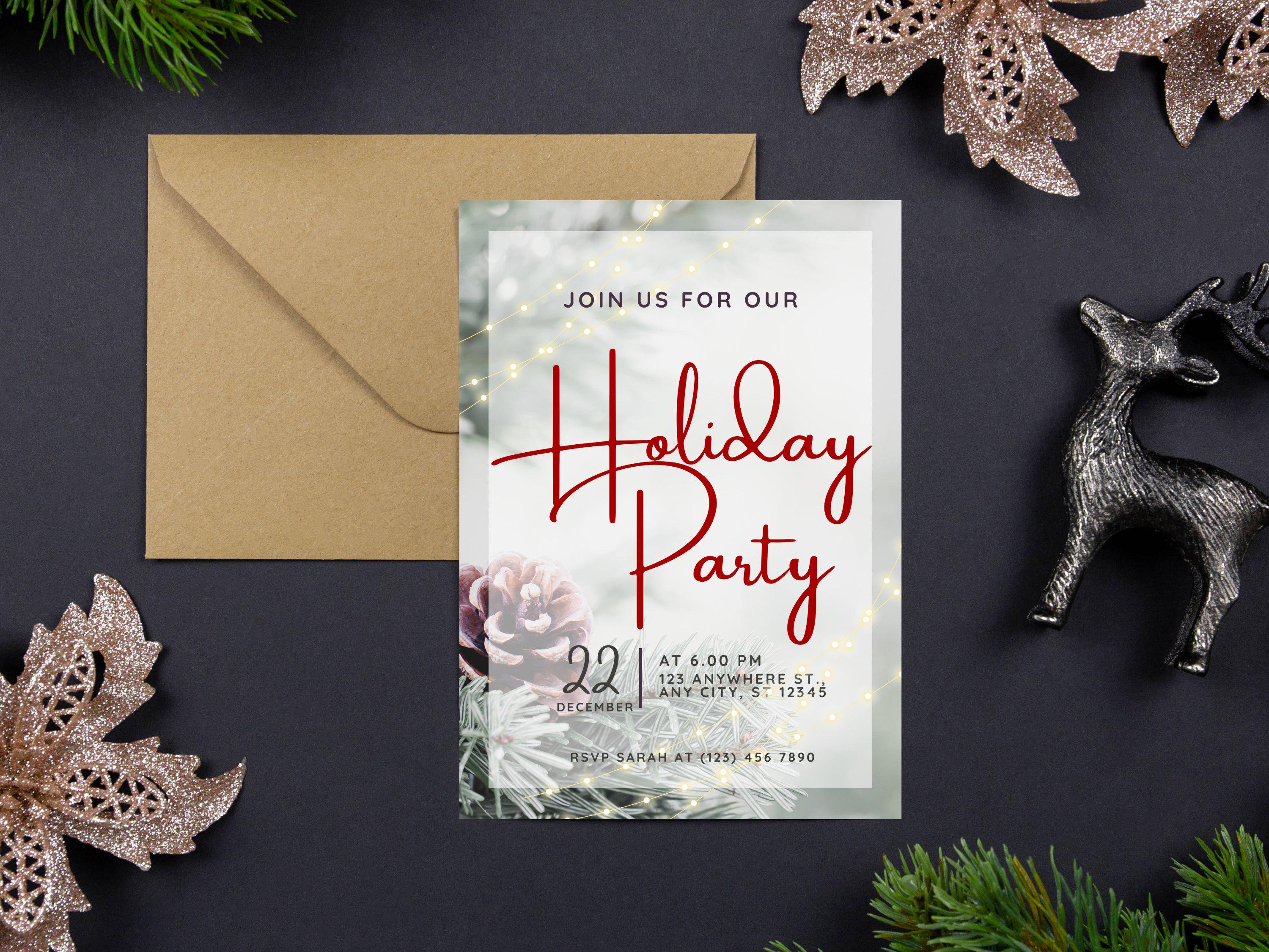 Editable Holiday Party Invitation Template, Christmas Party Invite ...