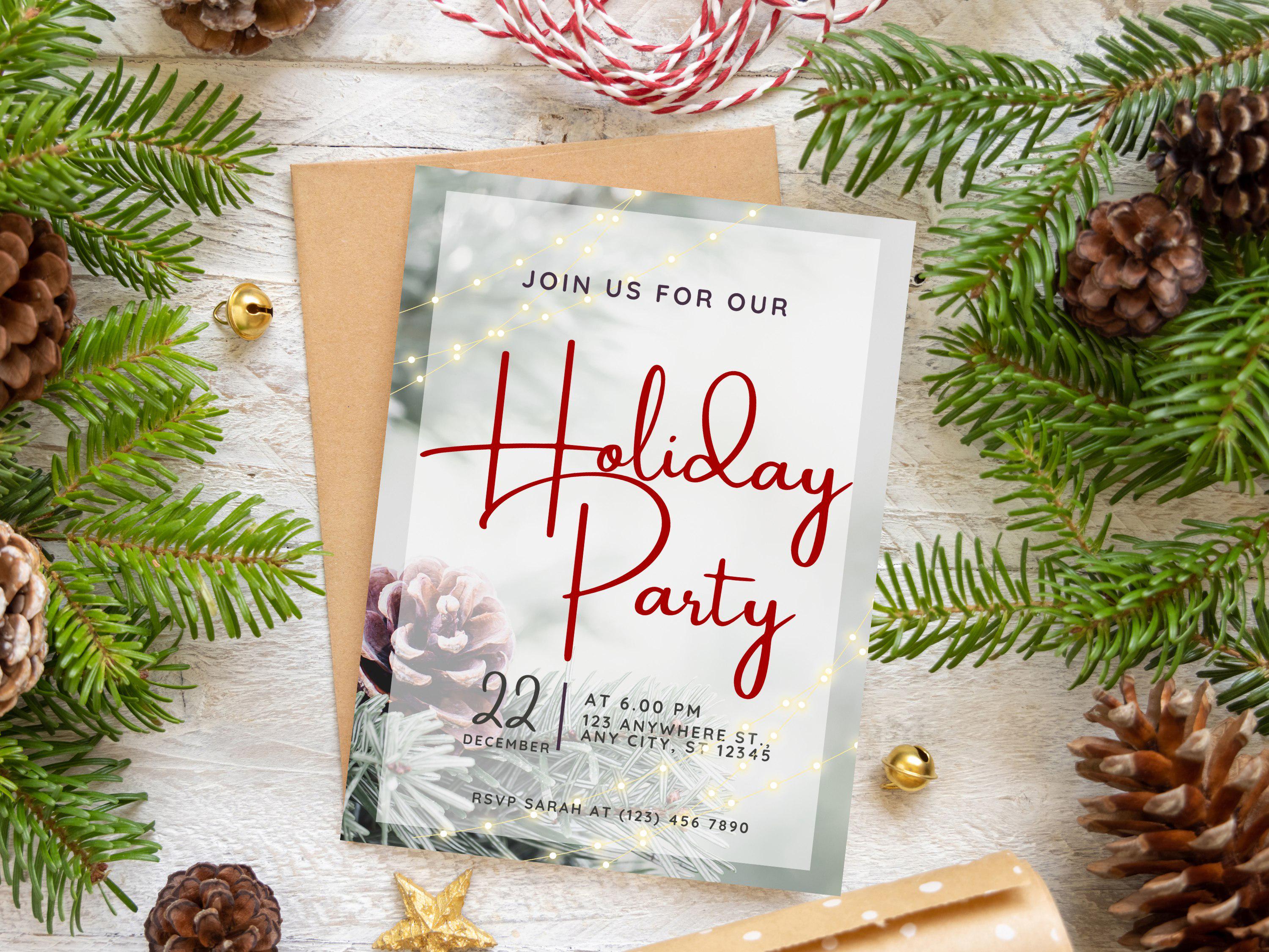 Editable Holiday Party Invitation Template, Christmas Party Invite ...