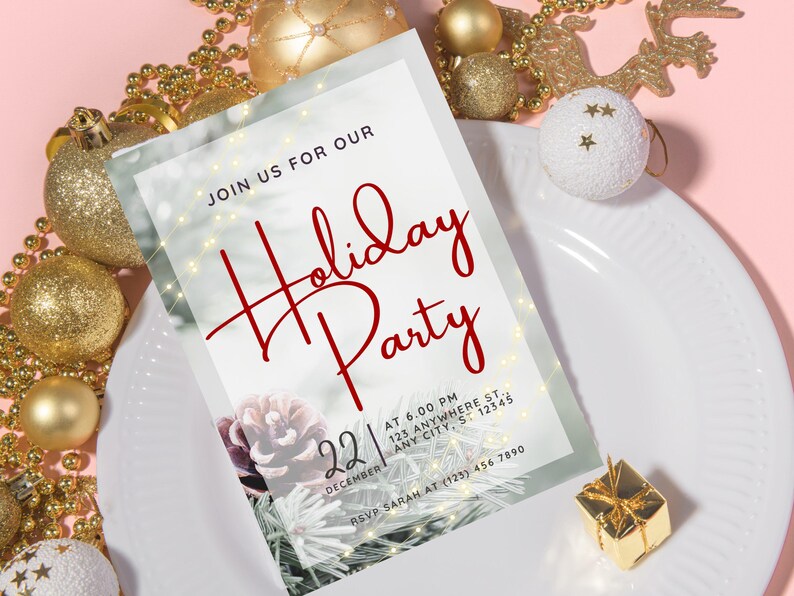 Editable Holiday Party Invitation Template, Christmas Party Invite ...