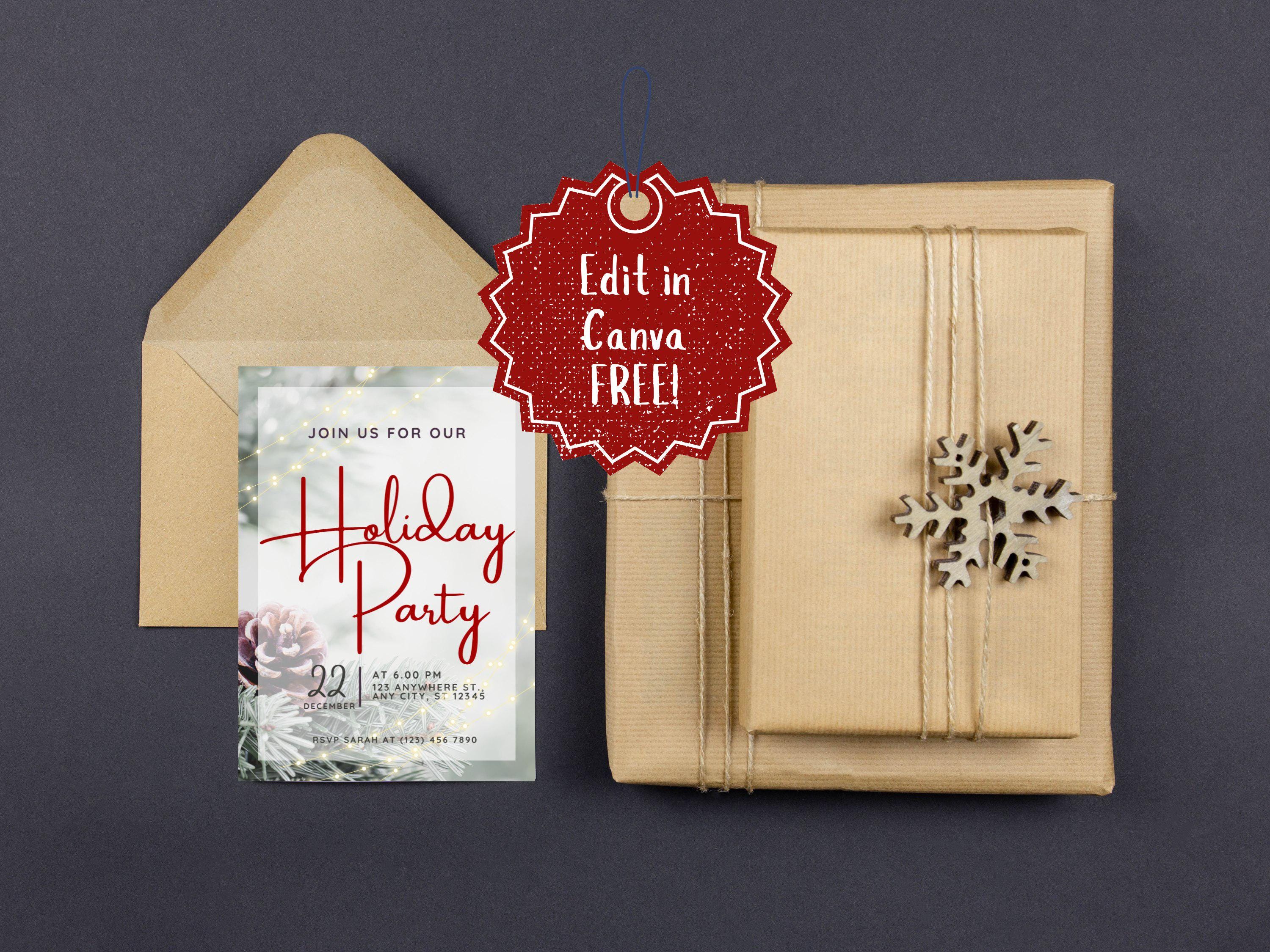 Editable Holiday Party Invitation Template, Christmas Party Invite ...