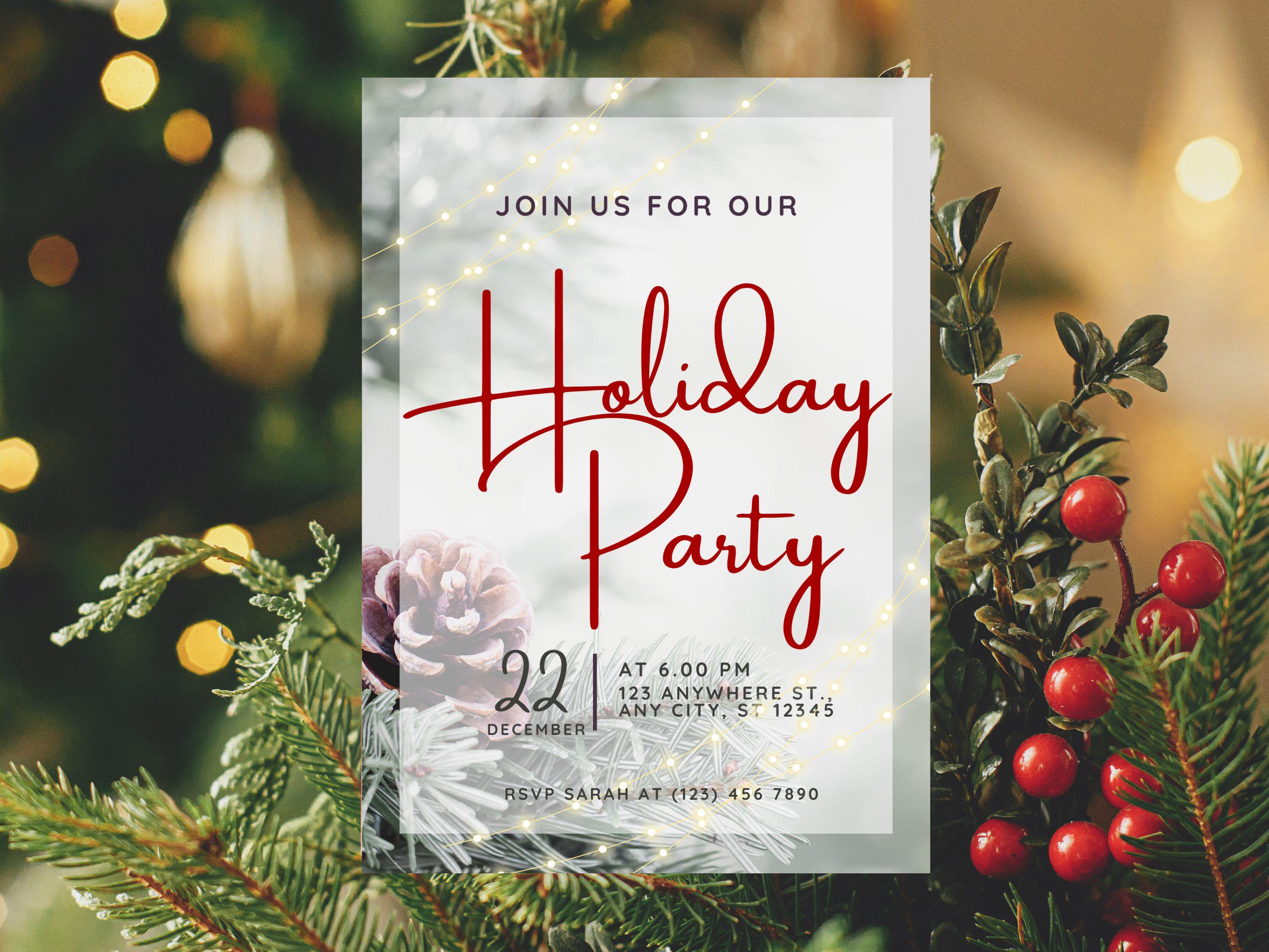Editable Holiday Party Invitation Template, Christmas Party Invite ...