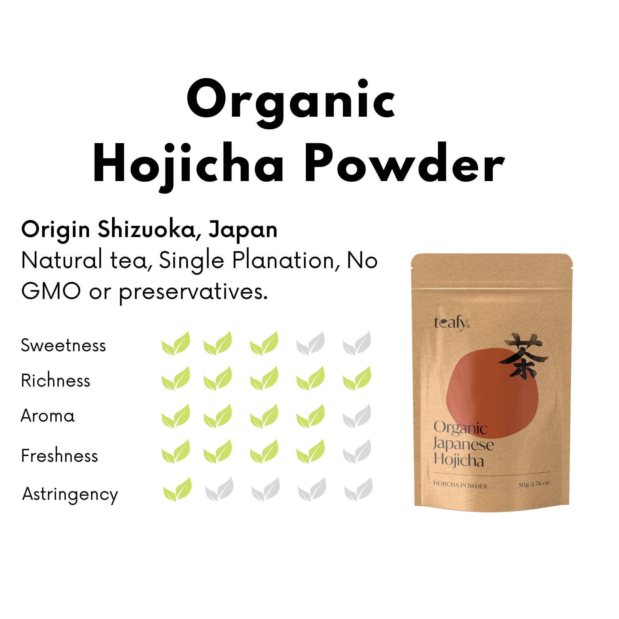 Teafy Organic Hojicha Powder Roasted Houjicha Green Tea Powder From ...