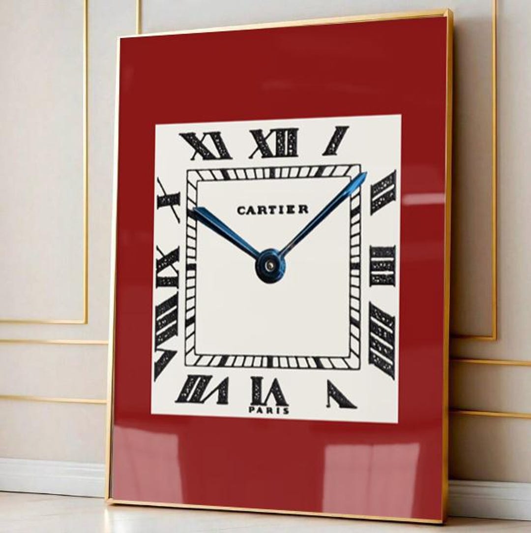 Luxury Cartier Wall Art Print, Roman Numeral Clock Poster, Luxury High ...