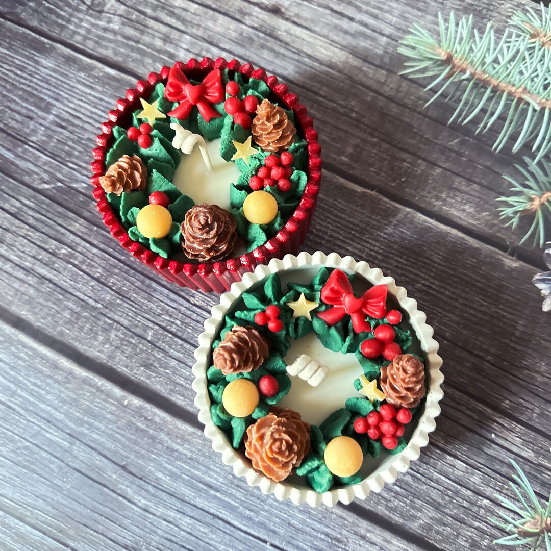 Christmas Wreath Candle Decor Christmas Gift Winter Candle Christmas ...