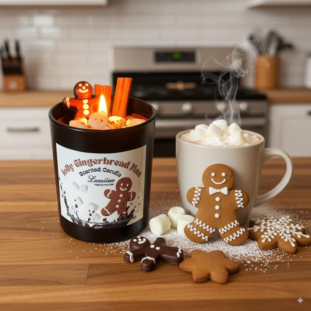 Gingerbread Man Candle: Hot Cocoa Mug, Soy Wax Christmas Gift - Etsy