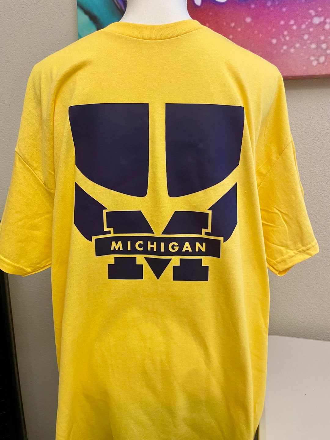 Michigan Football Graphic Tee. Blue and Gold - Etsy