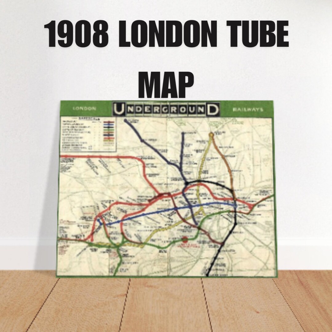 London Tube Map From 1908 Optional Frame Wall Art Transport Public ...