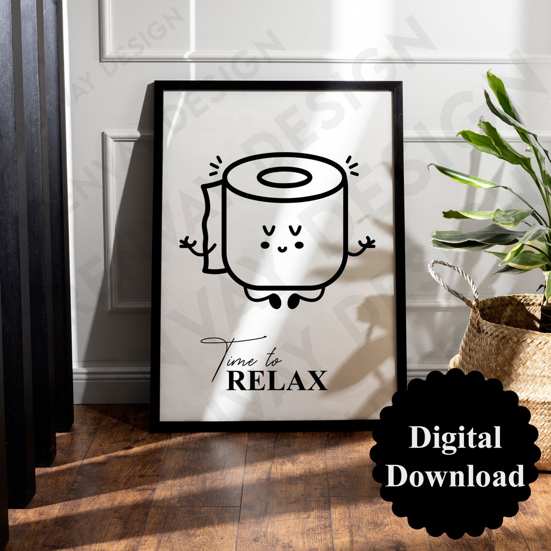 A5 A4 A3 A5 A1 Digital File, Toilet Poster Bathroom Mural, Guest WC Toilet, Toilet Roll Yoga ...