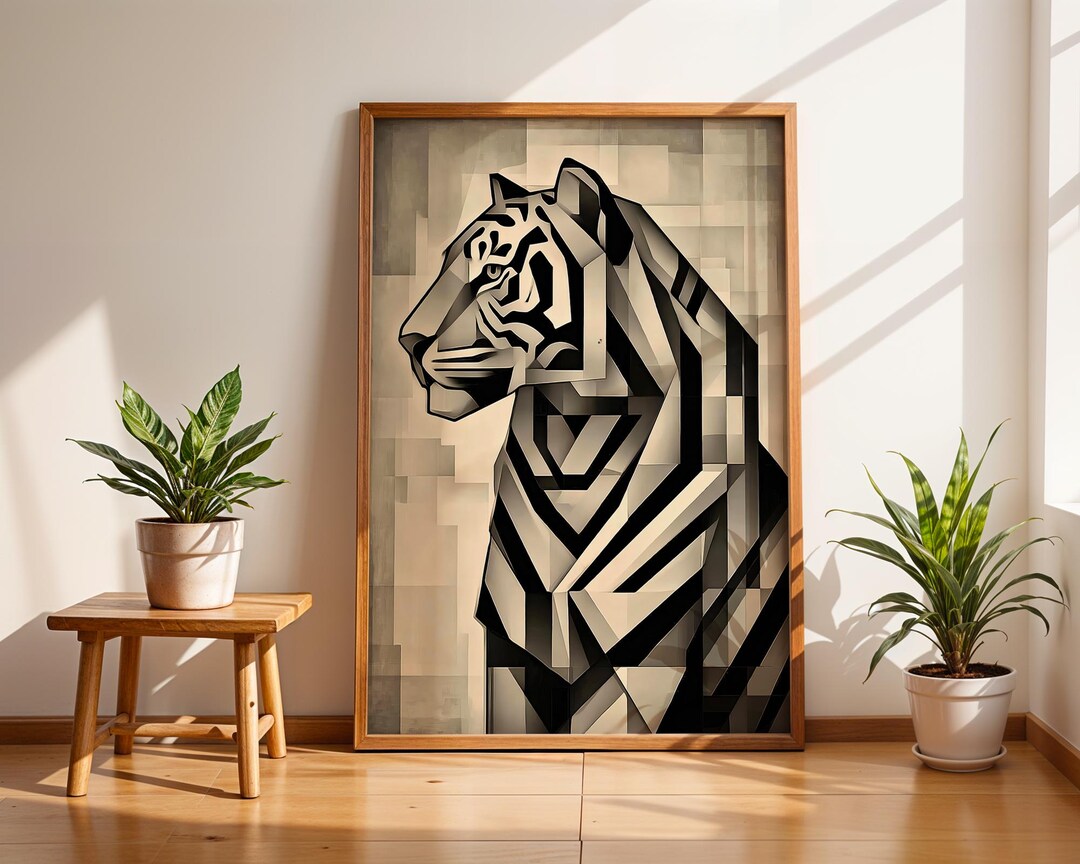 Cubist Tiger Wall Art, Abstract Geometric Animal Poster - Etsy