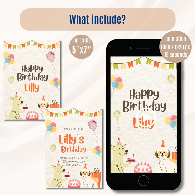 Editable First Birthday Invitation Video, Digital and Printable ...