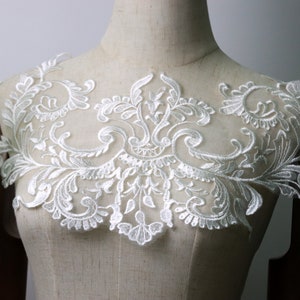White Collar Wedding Dress Appliquewhite Lace Embroidery Applique ...