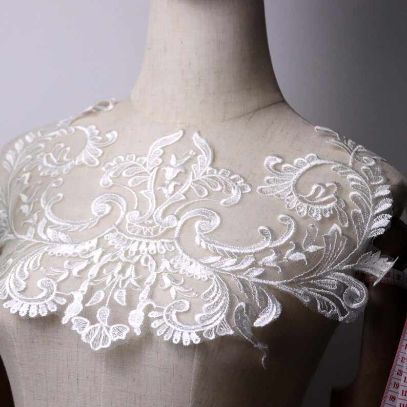 White Collar Wedding Dress Appliquewhite Lace Embroidery Applique ...
