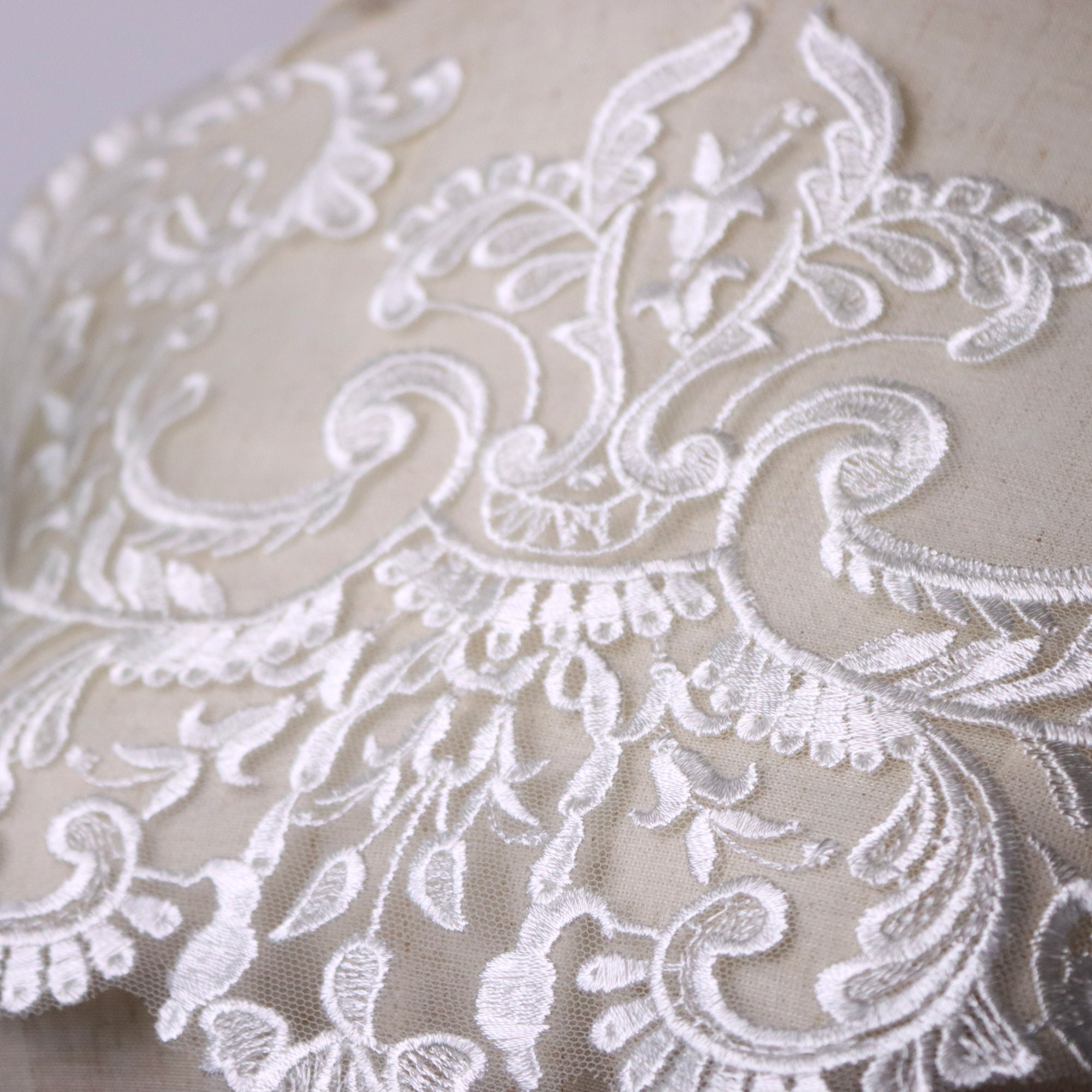 White Collar Wedding Dress Appliquewhite Lace Embroidery Applique ...