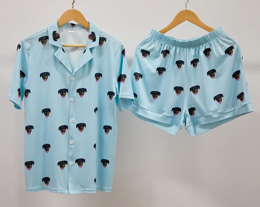 Custom Pajama Pants Dog Face, Family Pajamas Set,women Short Sleeve ...