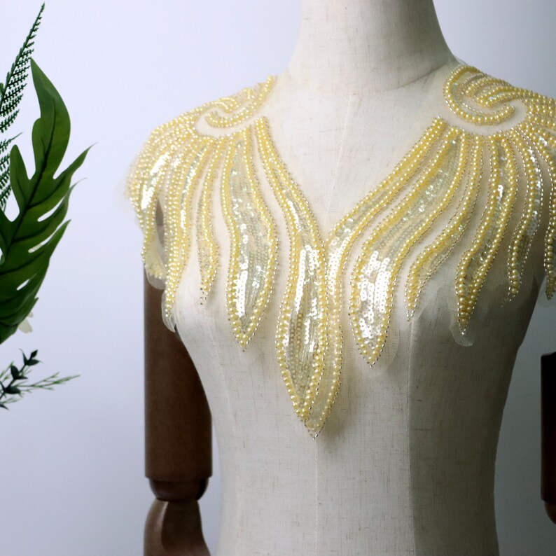 A Pair Orange Embroidered Lace Flowers Applique,lace Appliques, Beaded Sequins Applique - Etsy