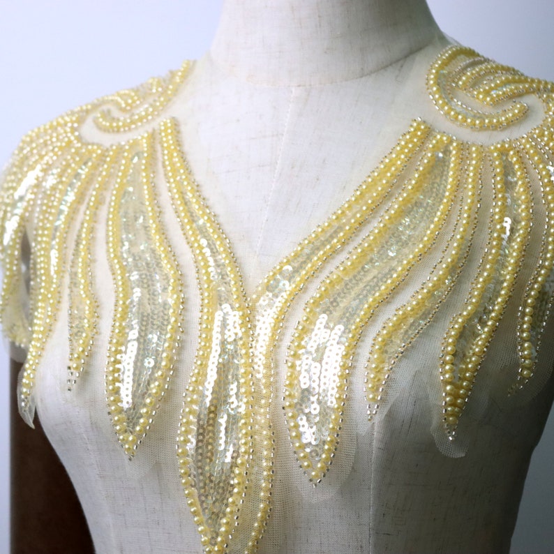 A Pair Orange Embroidered Lace Flowers Applique,lace Appliques, Beaded Sequins Applique - Etsy