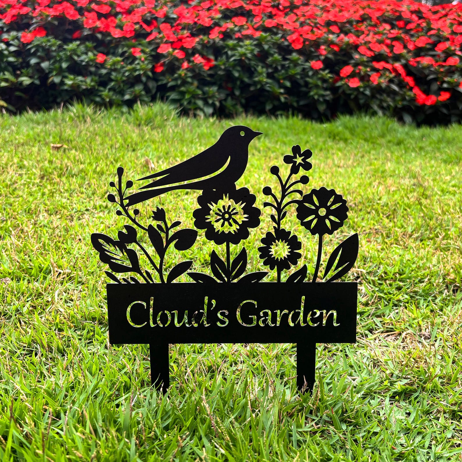 Personalized Metal Bird Garden Stake, Custom Garden Marker, Garden ...