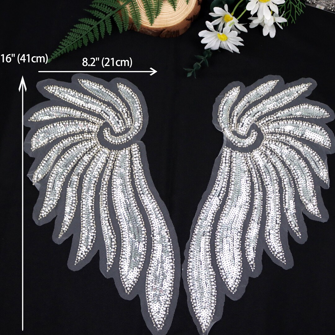Silver Wings Applique,pair of Angel Wings Applique - Etsy