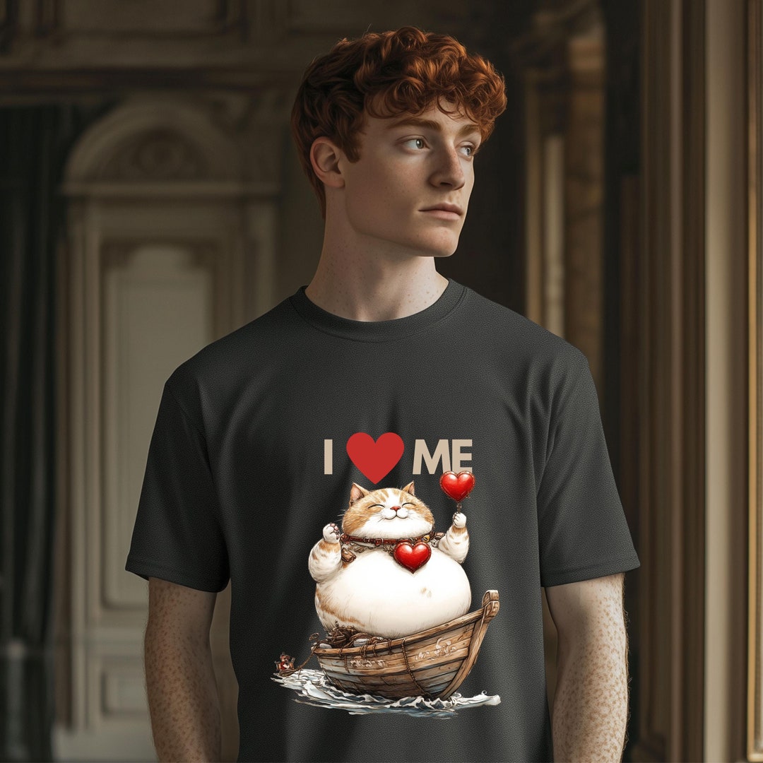 Adorable 'I Love Me' Cat T-shirt With Red Heart Cute Valentine's Day ...