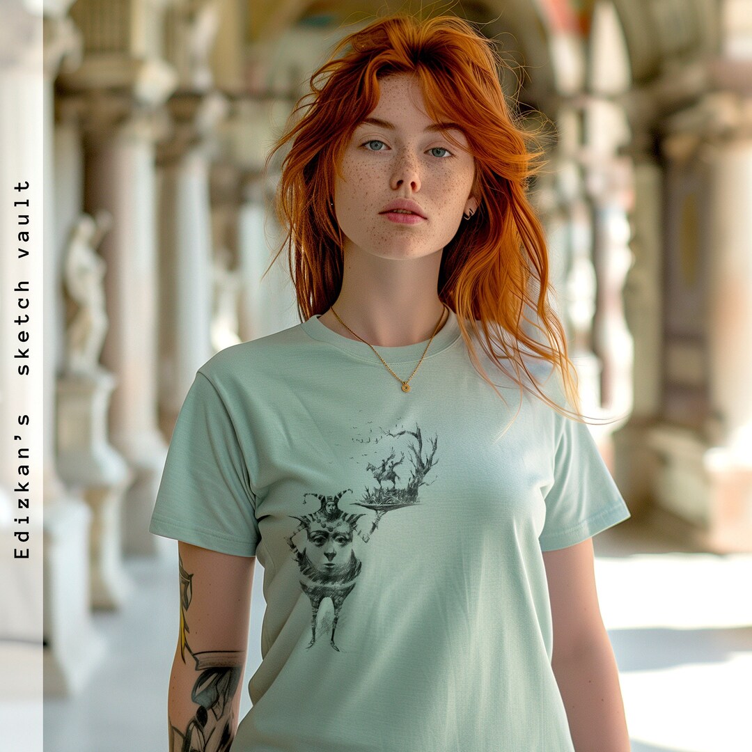 Macroenas Fine Art T-shirt for Women Hand Drawn Retro Tee Trendy Artsy ...