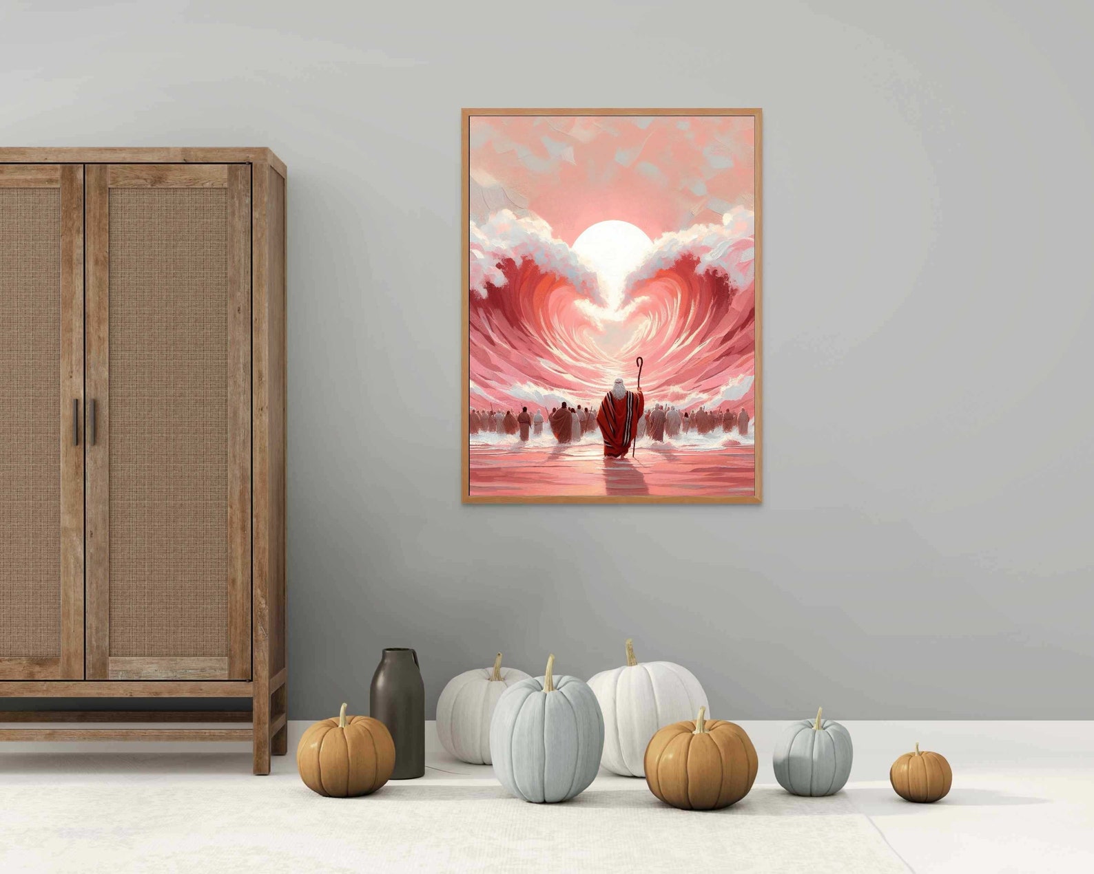 Moses Parting Red Sea, Old Testament Painting, Christian Painting ...