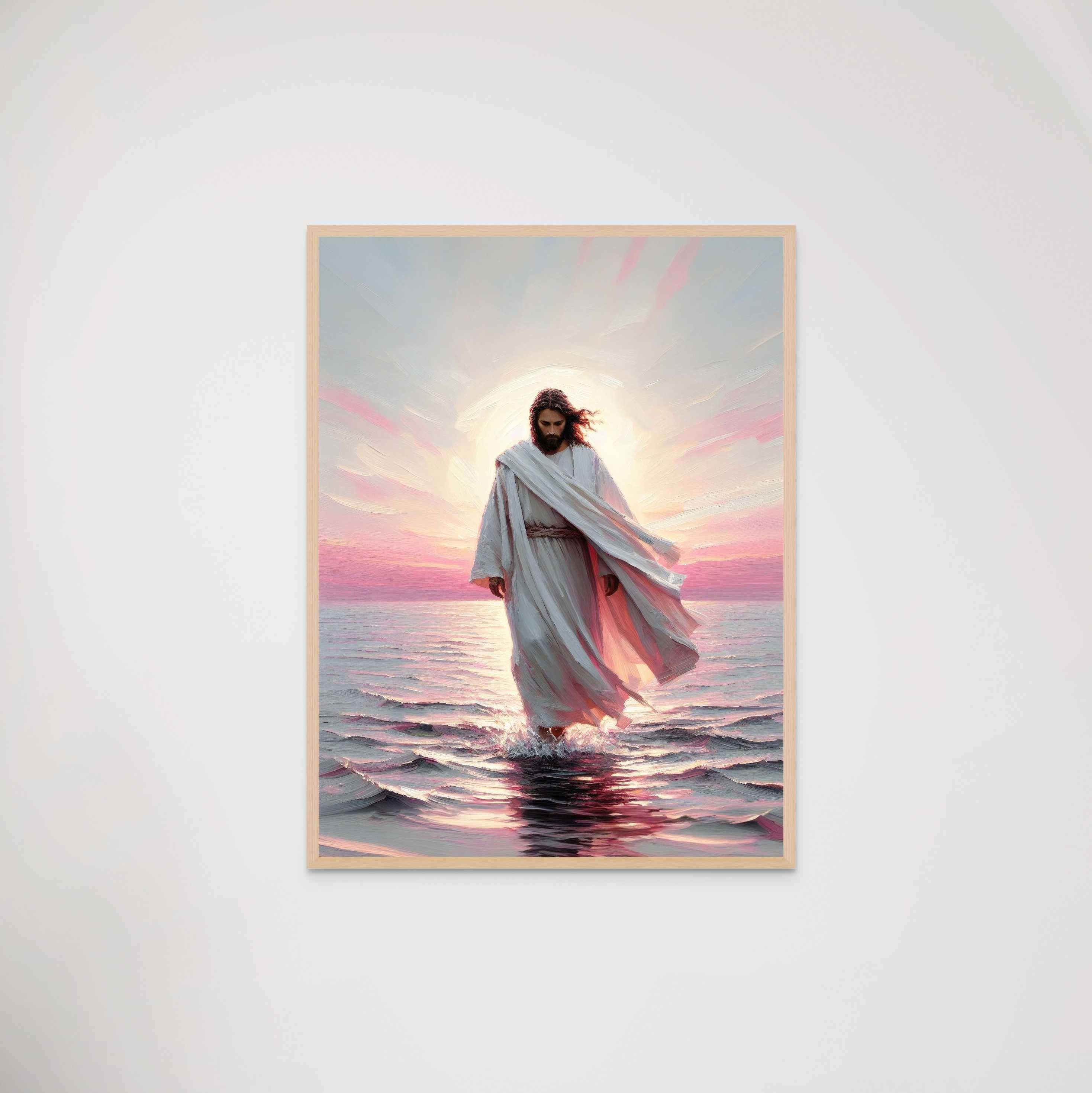 Christian Miracle Walk, Christian Art, Jesus Walking on Water Art ...