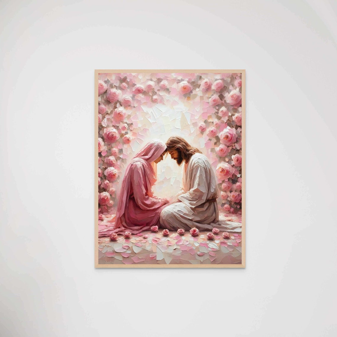 Roses and Faith, Christian Wall Art, Jesus Praying With Woman, Jesus ...