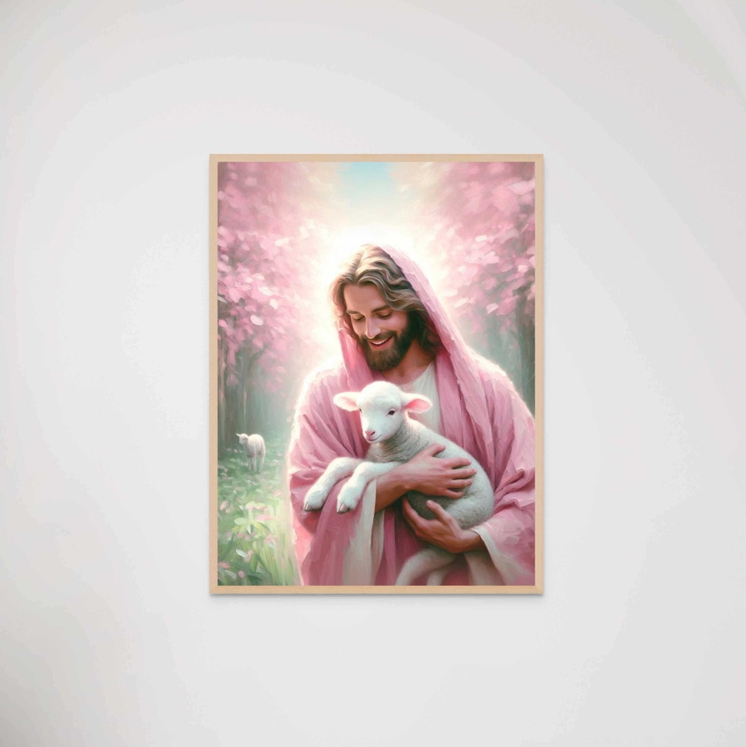 Happy With Him, Christian Art, Jesus Rescues Lamb, Picture of Jesus ...