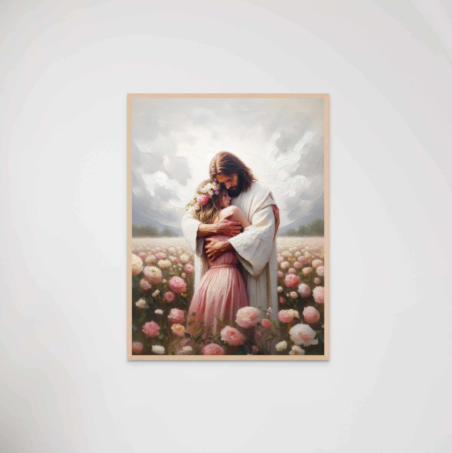 His Embrace, Christian Wall Art, Jesus Hugging Woman, Jesus and Girl ...