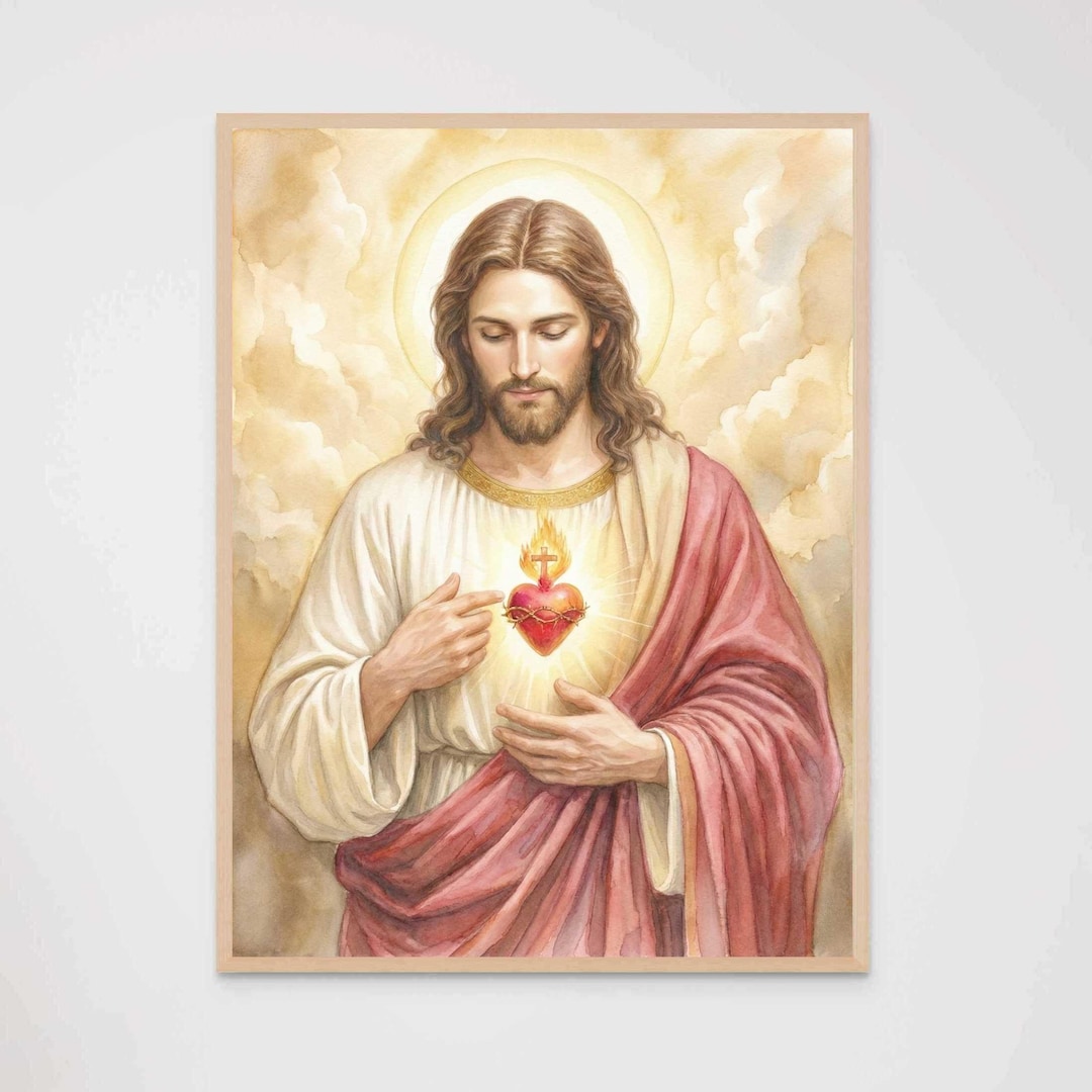 Sacred Heart of Jesus, Christian Wall Art, Picture of Jesus Christ, LDS ...