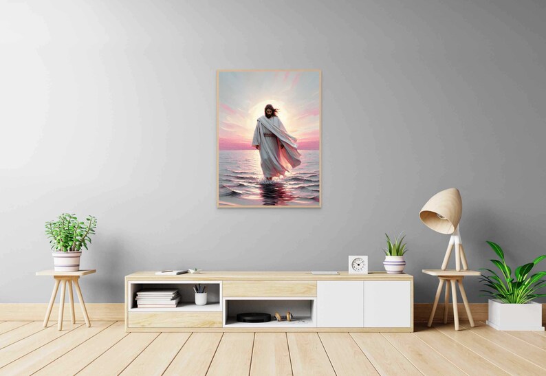 Christian Miracle Walk, Christian Art, Jesus Walking on Water Art ...