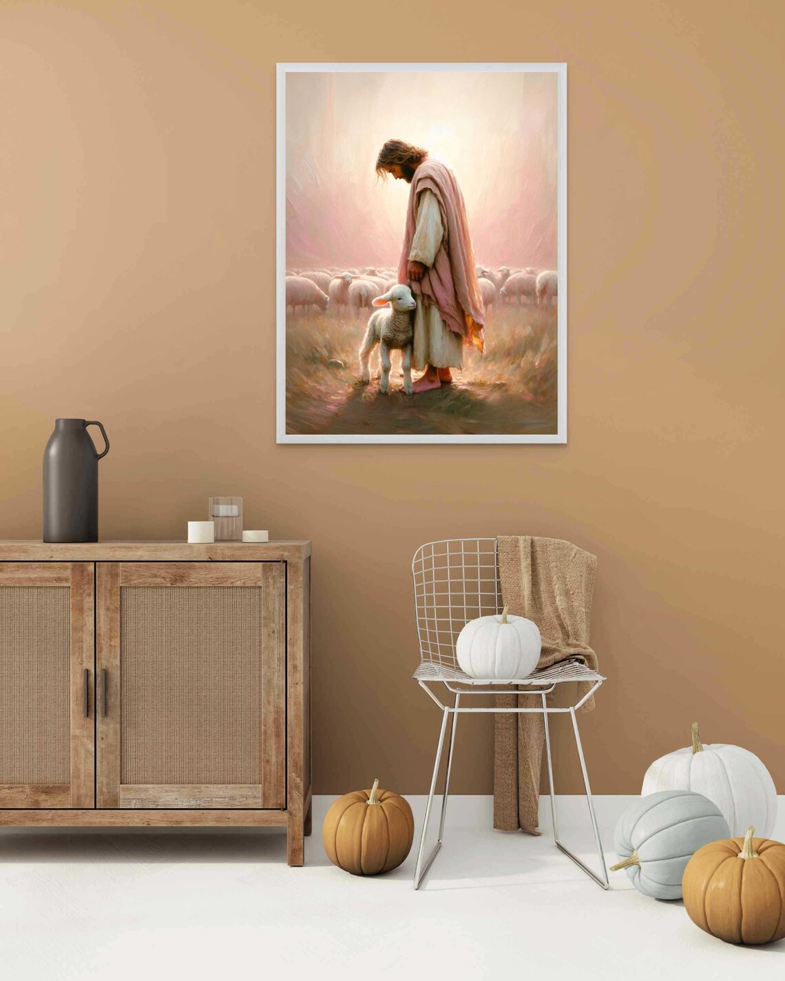 Shepherd's Love, Modern Christian Art, Jesus and Lamb, Picture of ...