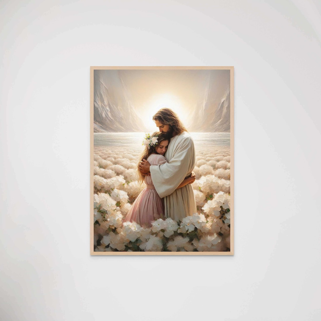 Embracing Faith, Christian Art, Jesus Hugs Girl, Digital Jesus Painting ...
