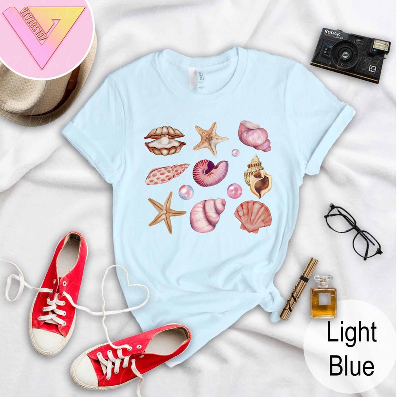 Seashell T-shirt, Colorful Beach Day Shirt, Shell Lover Vacation Shirt ...