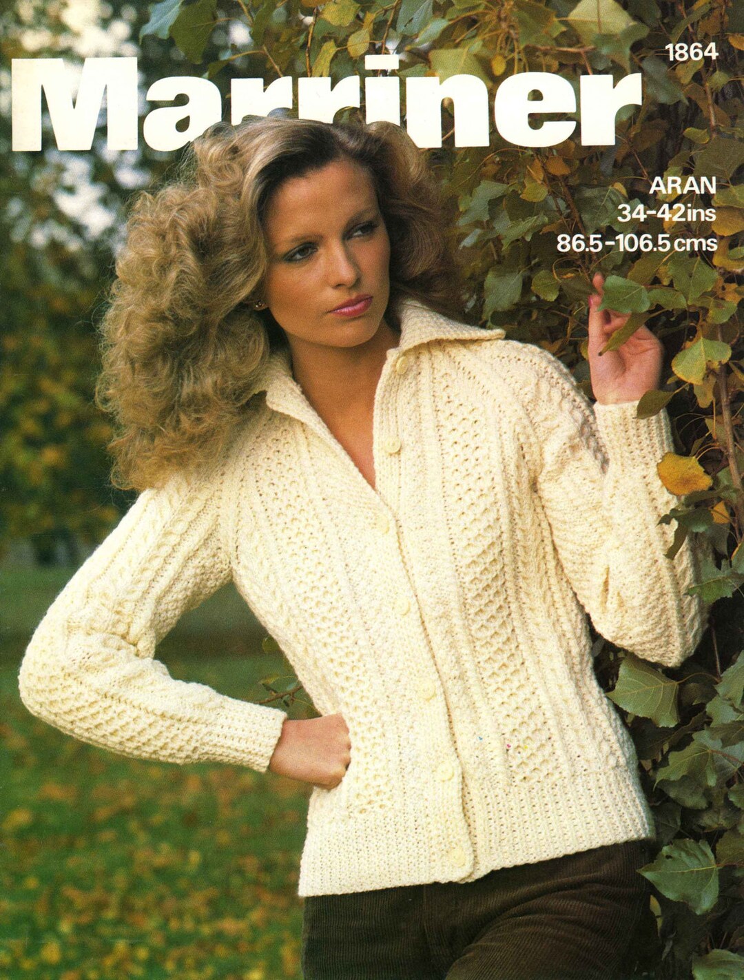 Vintage Ladies Aran Jacket / Cardigan, 34"-42" Bust, Knitting Pattern ...