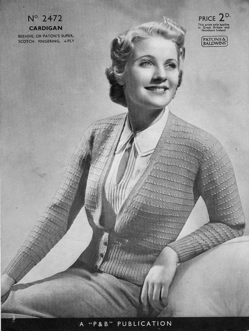 Vintage Ladies Cardigan 36 Bust 4ply Knitting | Etsy