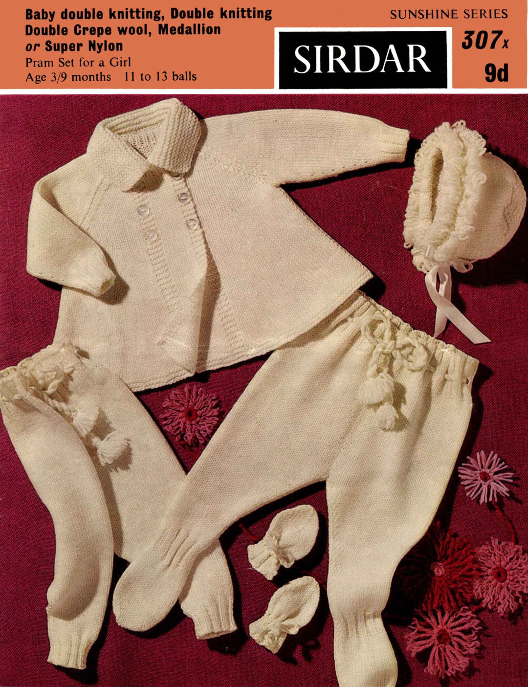 Vintage Baby Pram Set, Coat, Legginettes, Bonnet, Mittens, 3/9 Months ...