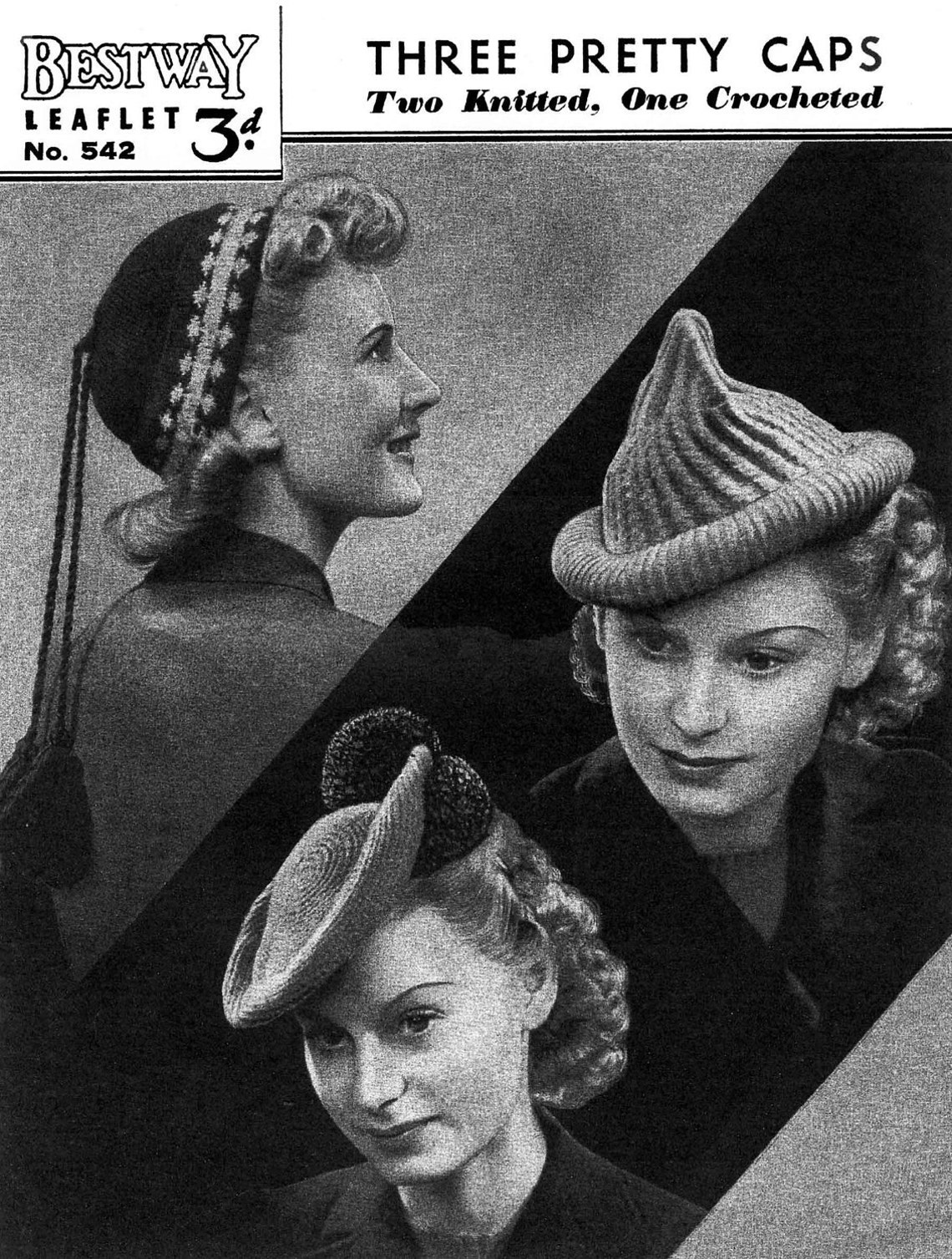 Vintage Ladies Pretty Caps / Hats in Three Styles 3ply & - Etsy UK