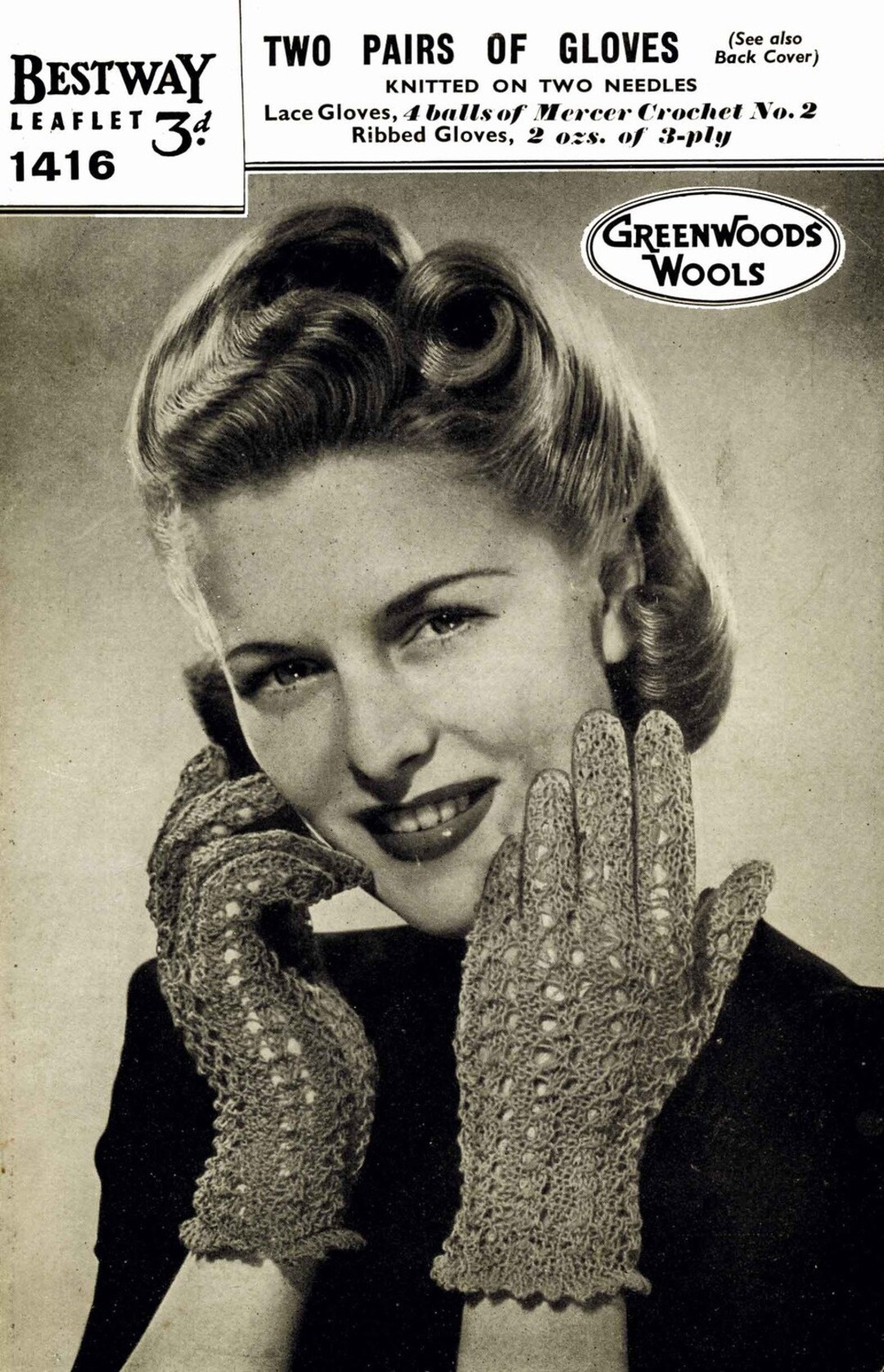 Vintage Ladies Gloves in Two Styles, Knitting Pattern 40s (PDF) Bestway ...