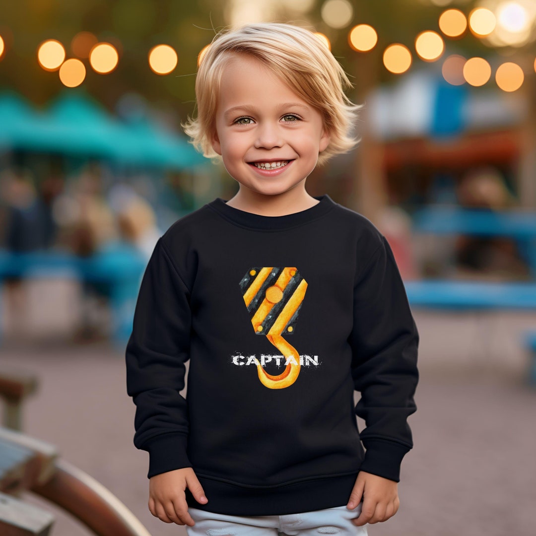 Captain Boy's Sweatshirt, Crane Hook Kids Sweater, Funny Hook Sweater ...