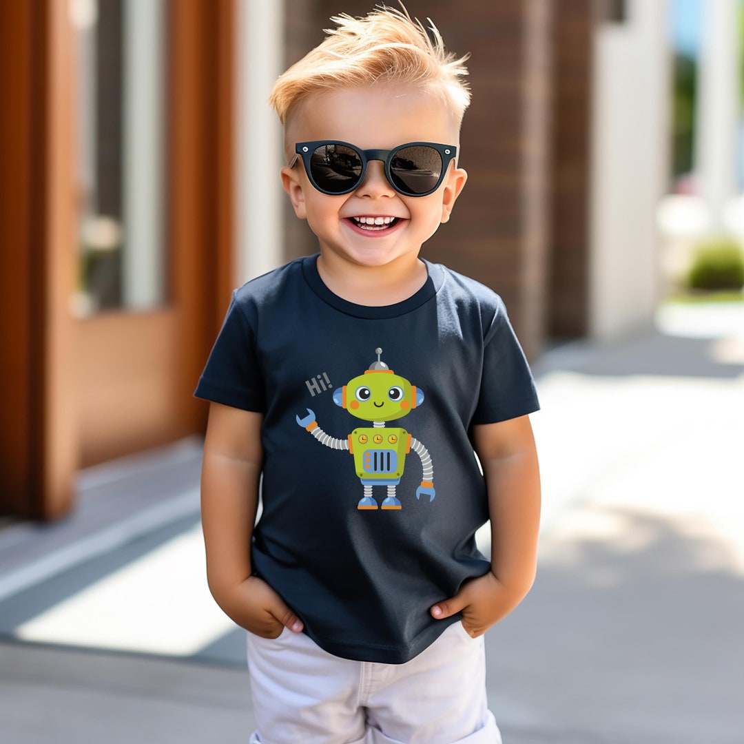 Hi Robot Kid's Tshirt, Shirt for Boys, Gift for Children, Robots Lover ...