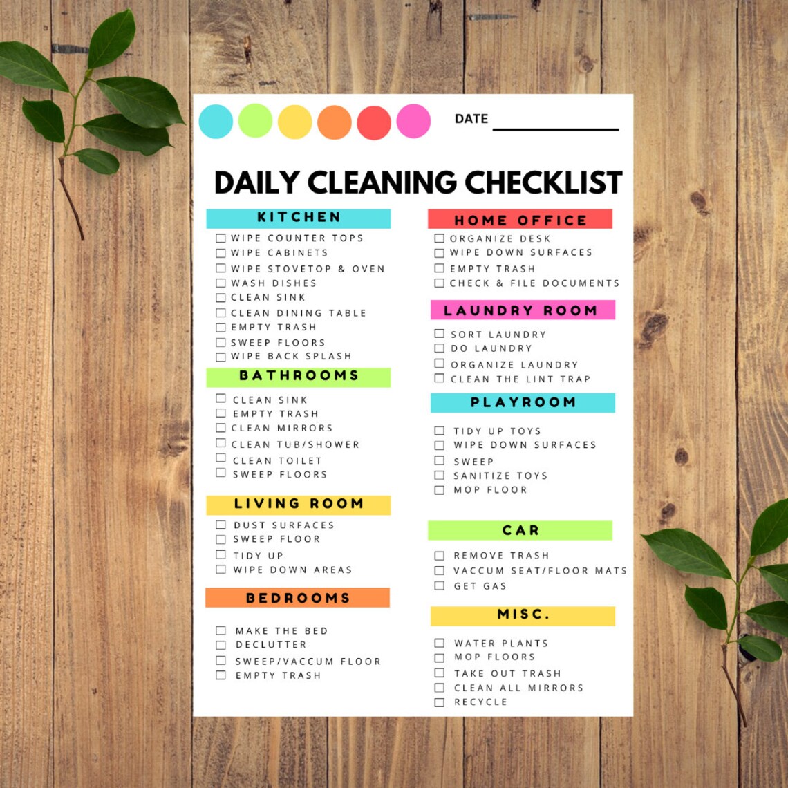 Cleaning Checklist Daily Cleaning Checklist Weekly Cleaning Checklist ...