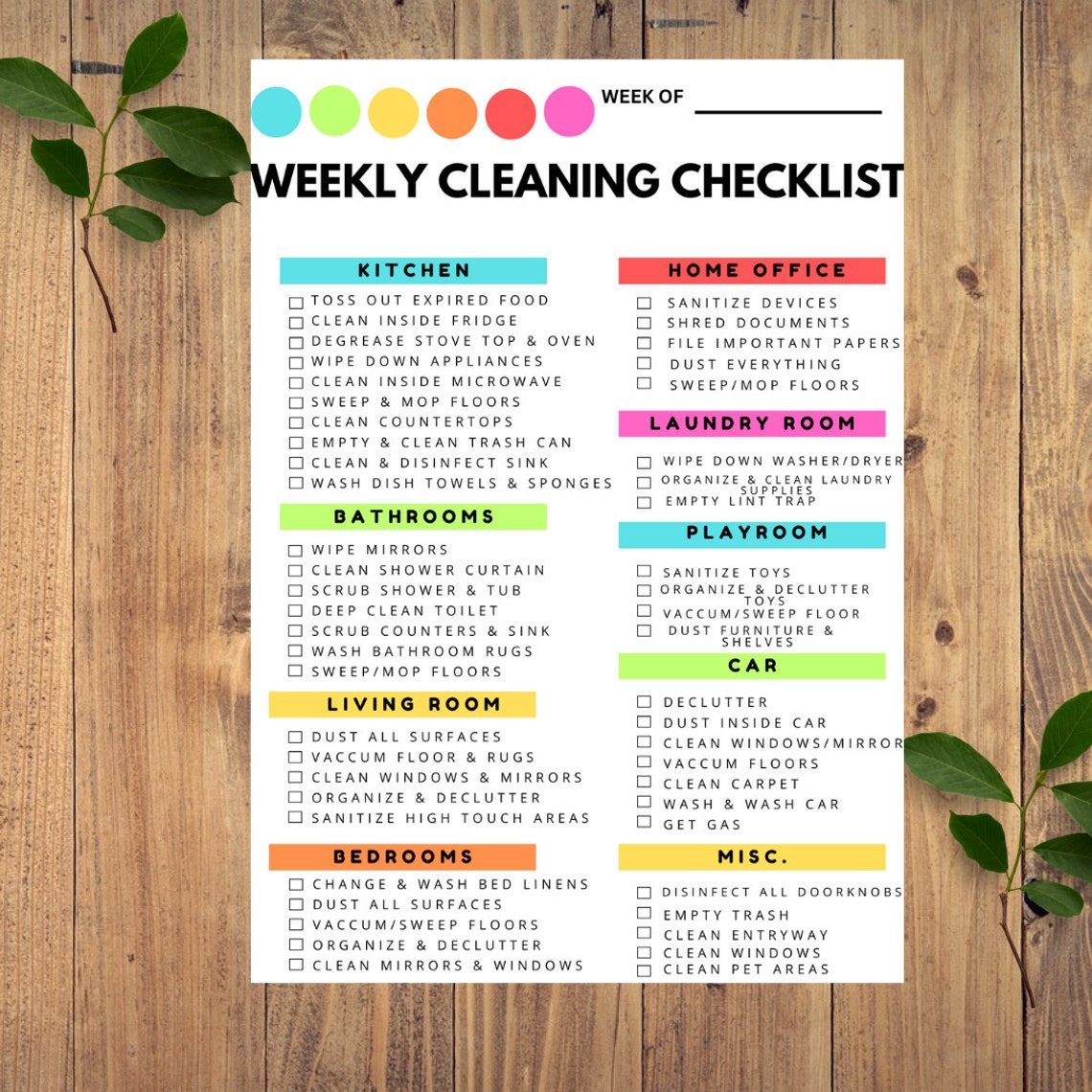 Cleaning Checklist Daily Cleaning Checklist Weekly Cleaning Checklist ...