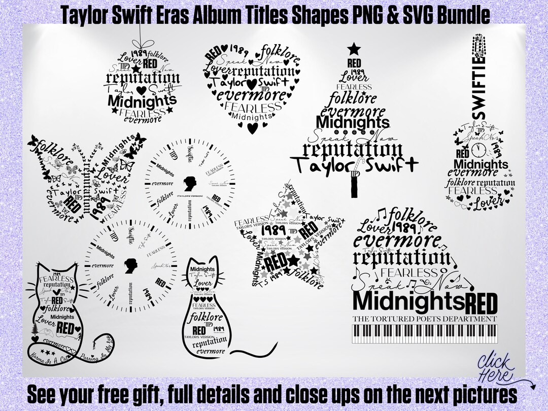 Eras Album Titles Shapes Swiftie SVG PNG Bundle, Swiftie Merch ...
