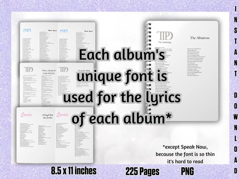 Taylor Swift Lyric Book PNG Bundle, Swiftie Song Book, Song Lyrics ...